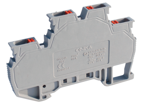 Double Level Push Fit Terminals For DIN Rail | 2.5mm 24A (1722 Grey ...