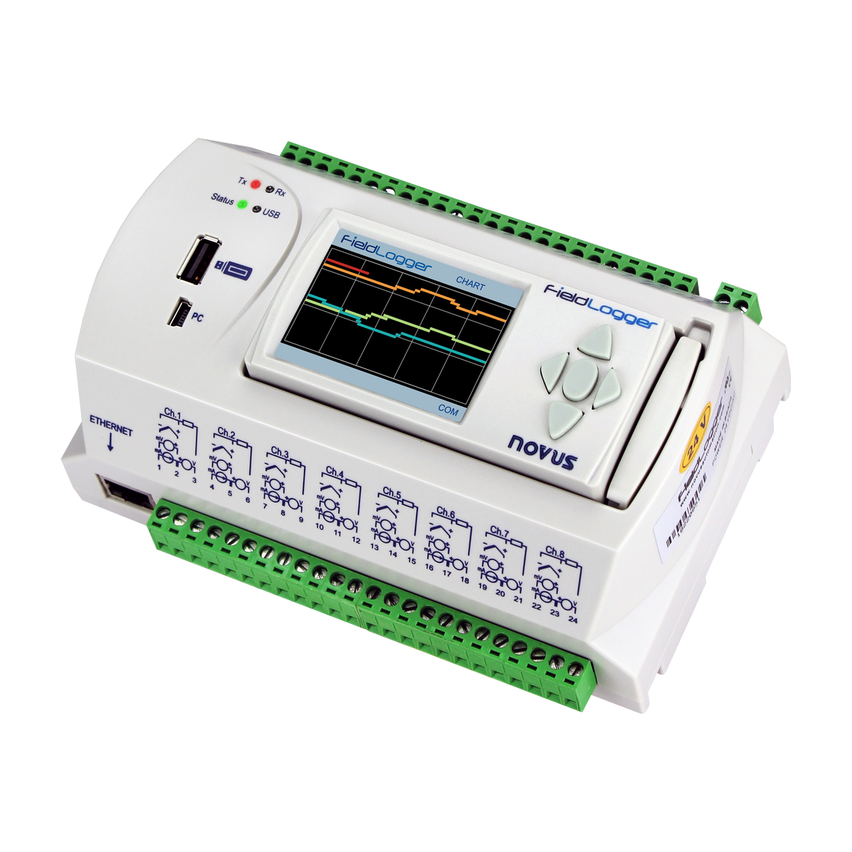 Multichannel Data Logger Ethernet, RS485, HMI 24V | Novus FieldLogger ...
