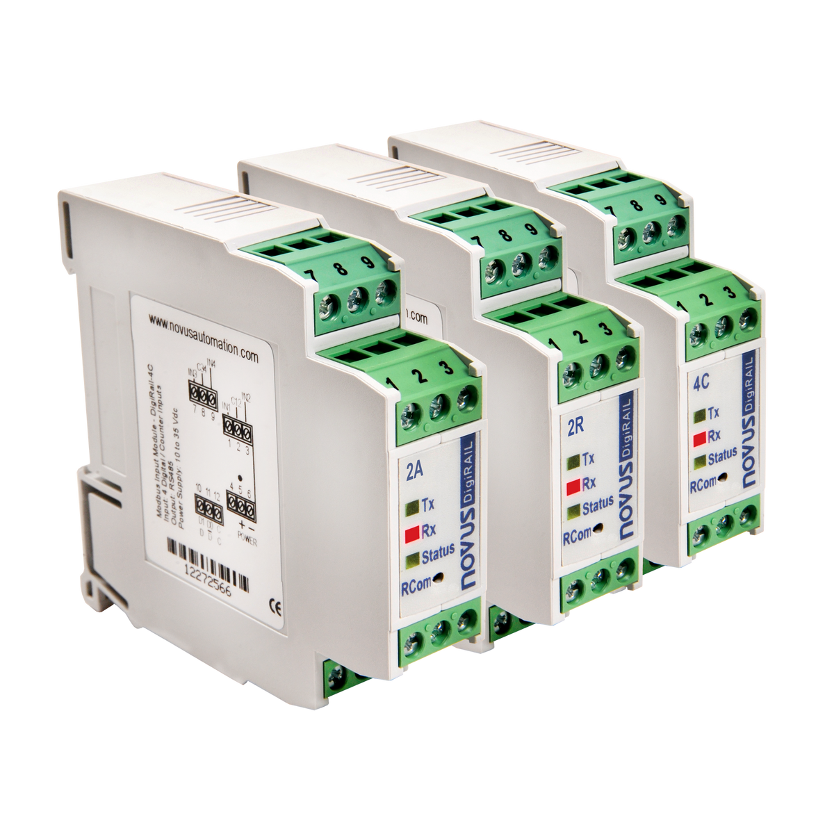 Novus DigiRail 2A/4C/2R RS485 Modbus IO (Analogue, Digital, Relay ...