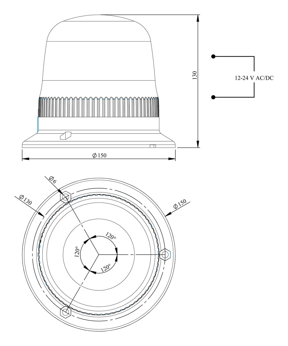 EMAS IT Series Red Multifunctional LED Beacon 120mm (IP65 12-240V ...